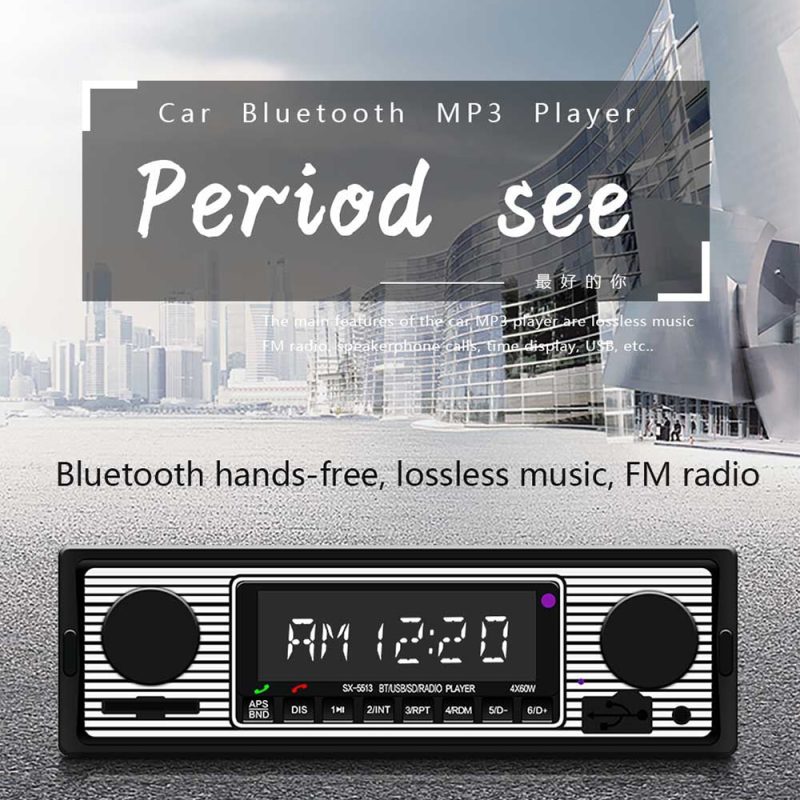 Auto Car Radio 1 DIN Bluetooth Retro Car Stereo Audio Vintage Wireless ...